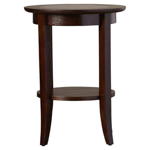 Charlton Home® Round Solid Wood Side Table inChocolate Oak & Reviews | Wayfair